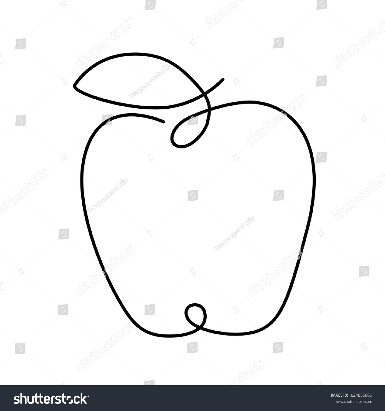 Continuous Line Apple Vector Illustration Stock Vector (Royalty Free ...
