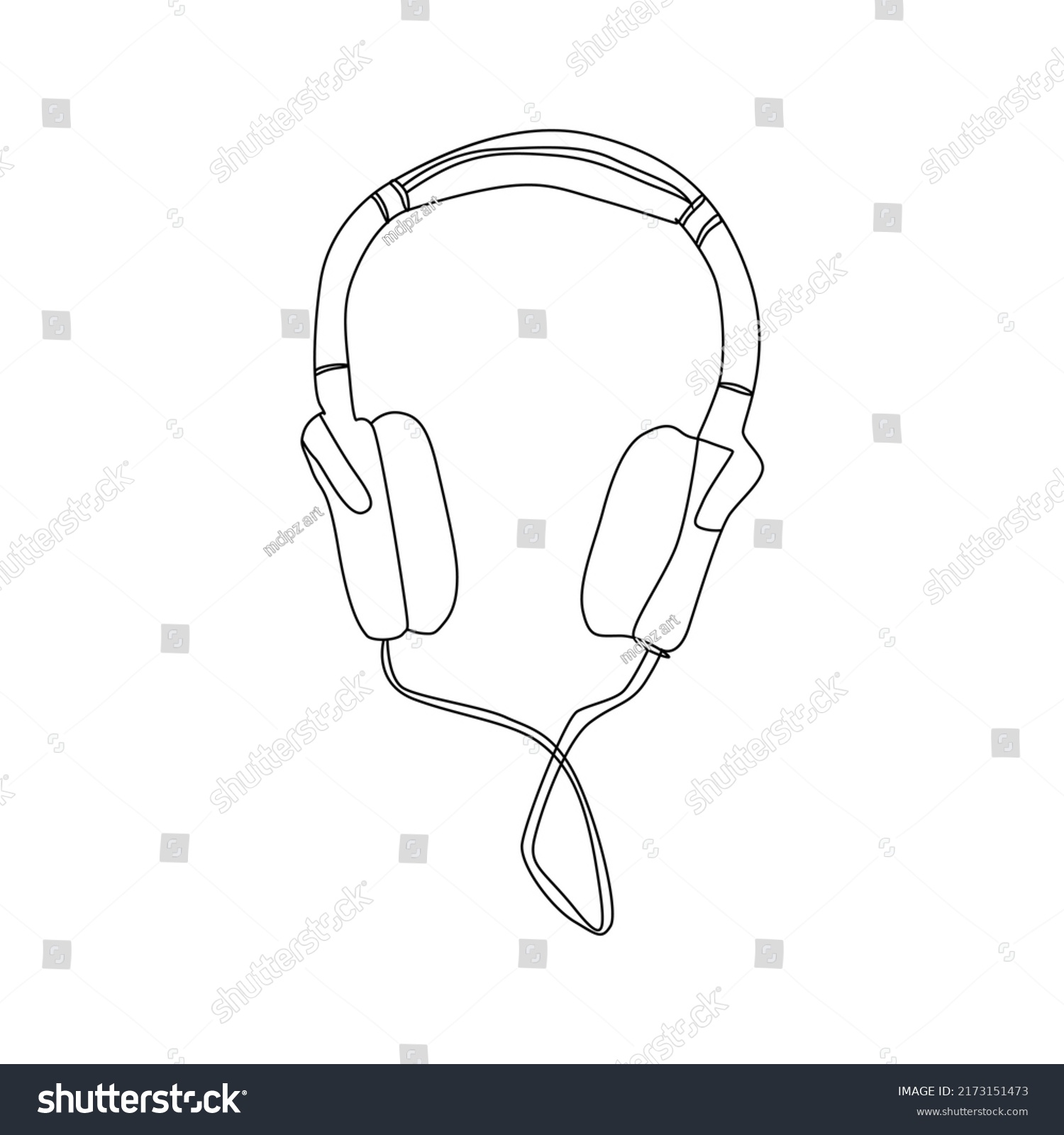 Continuous Line Art Drawing Headset Stock Vector (Royalty Free ...