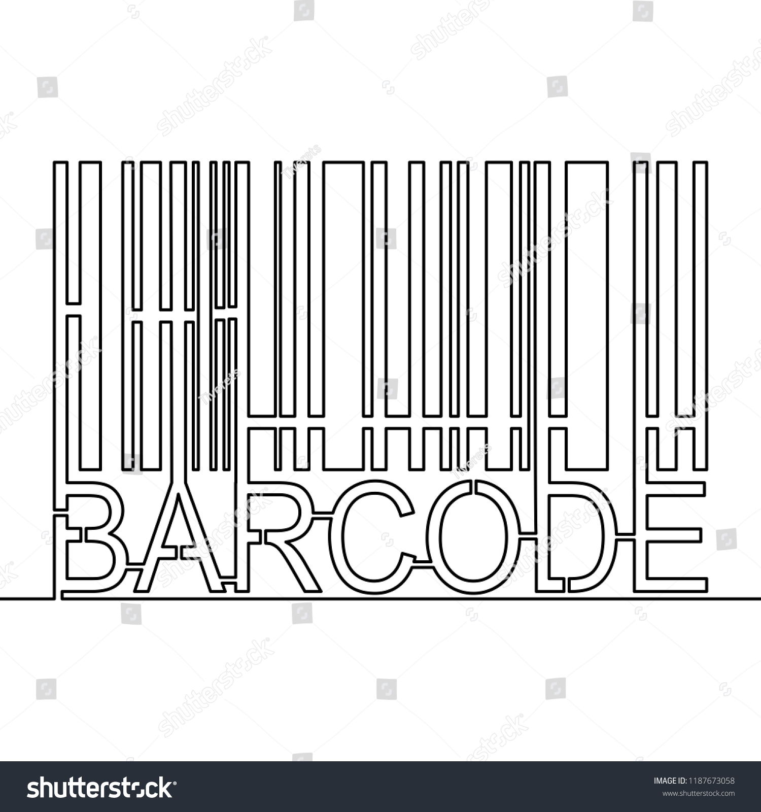 Continuous Line Drawing Barcode Verifying Vector Stock Vector (Royalty ...