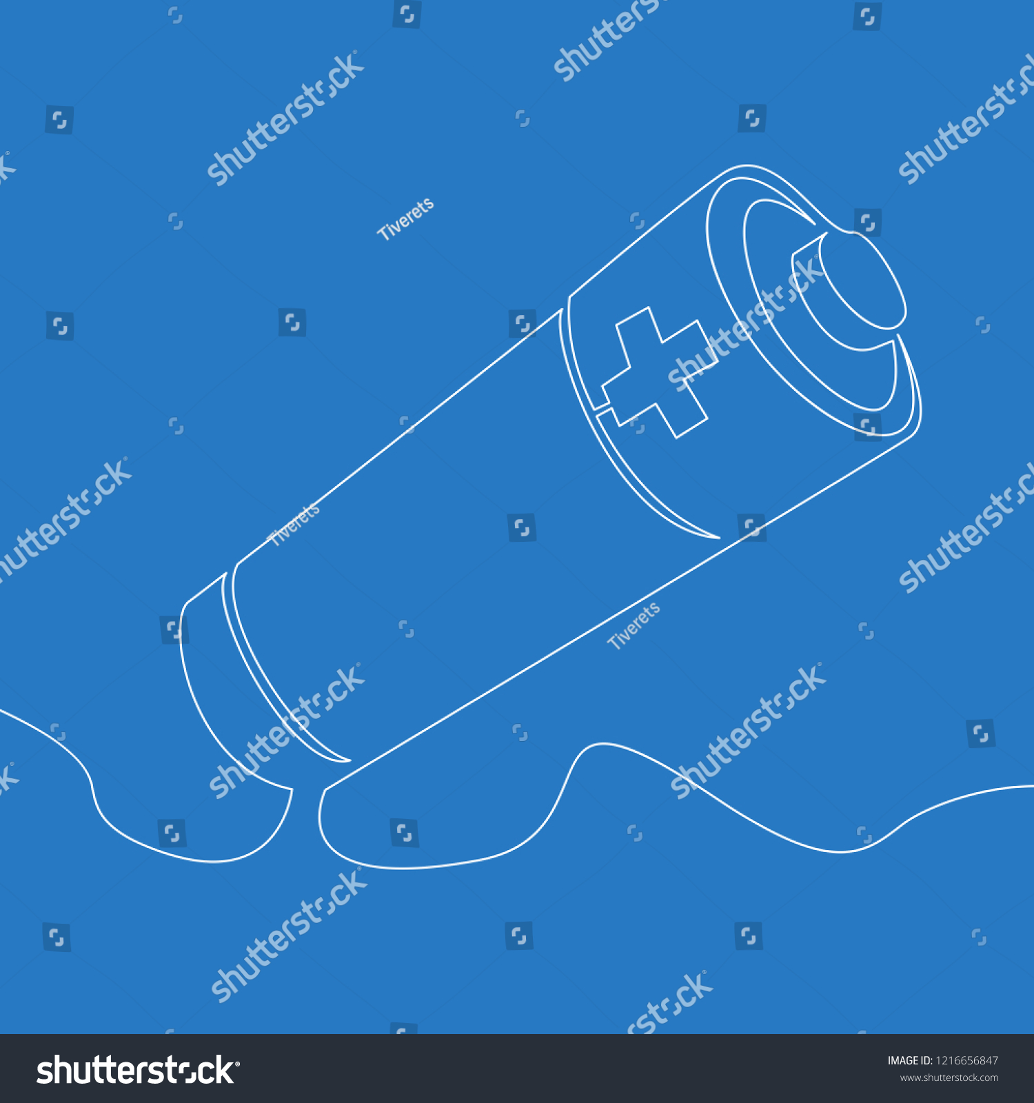 Continuous Line Drawing Battery Vector Illustration Stock Vector ...