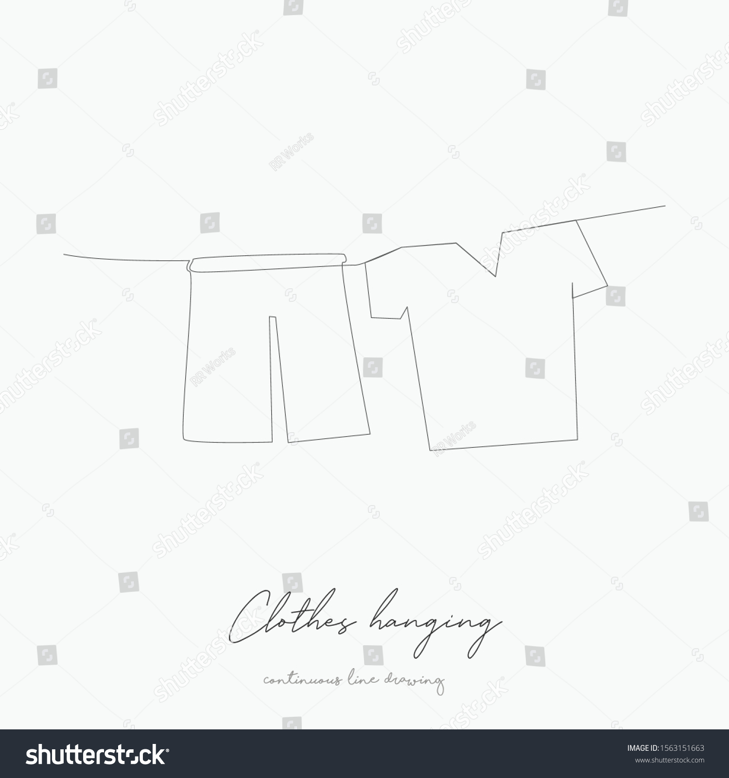 Continuous Line Drawing Clothes Hanging Simple Stock Vector (Royalty ...