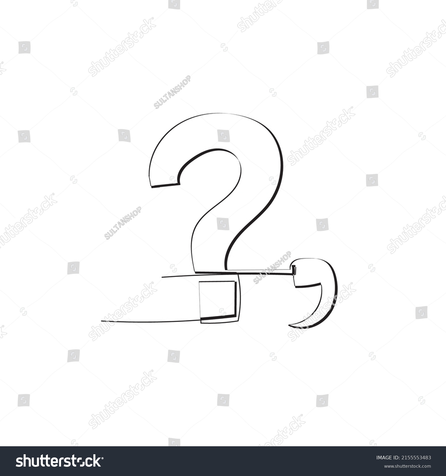 Continuous Line Drawing Comma Punctuation Question Stock Vector ...