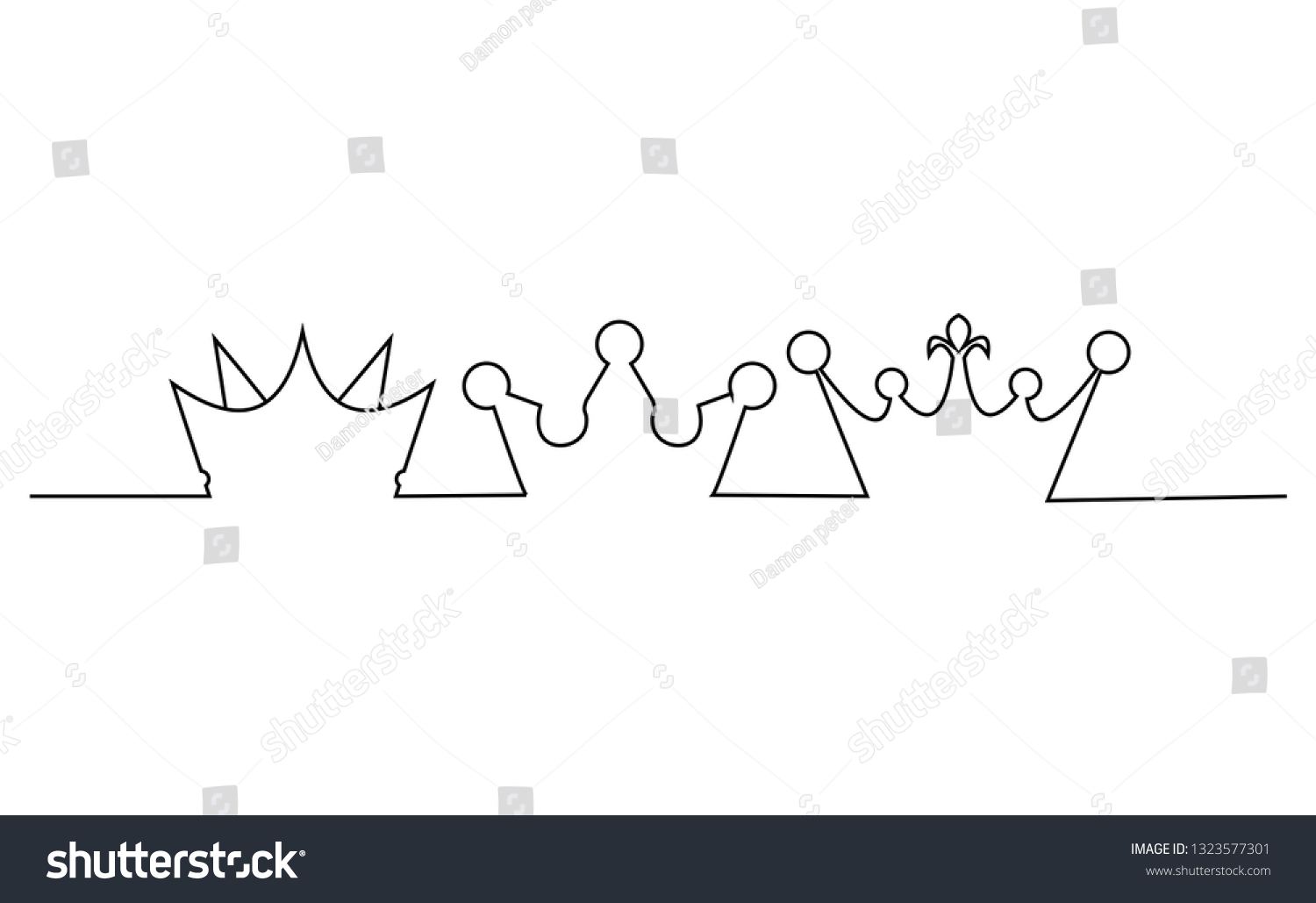 Continuous Line Drawing Crown Vector Illustration : image vectorielle ...