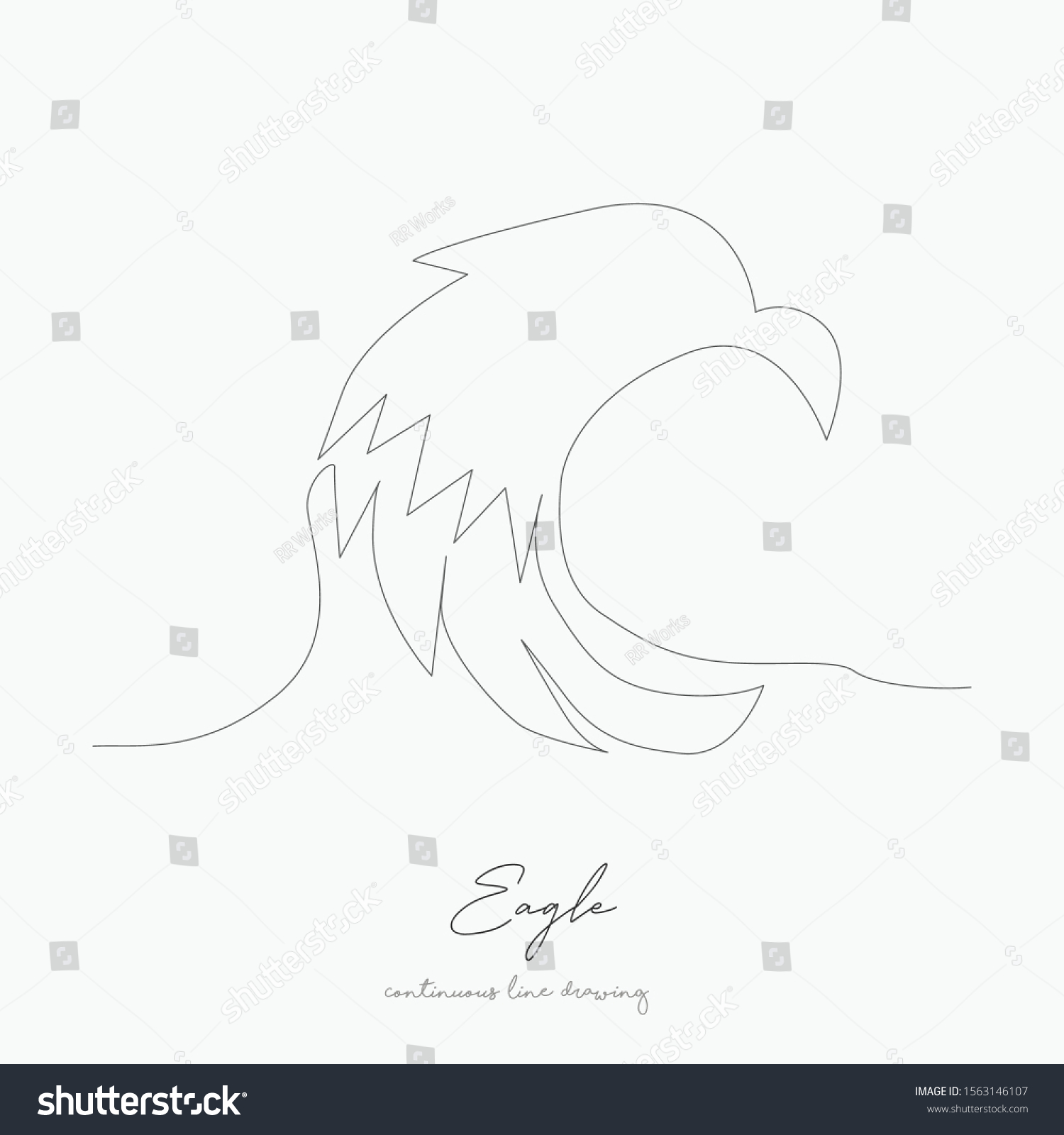 Continuous Line Drawing Eagle Simple Vector: vector de stock (libre de ...