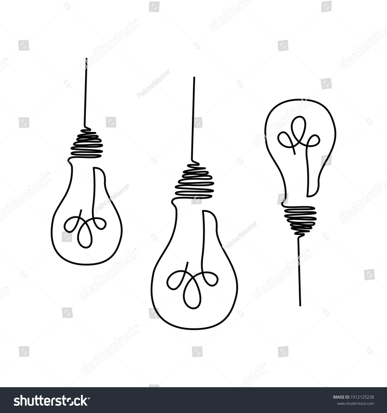 Continuous Line Drawing Electic Light Bulb Stock Vector (Royalty Free ...