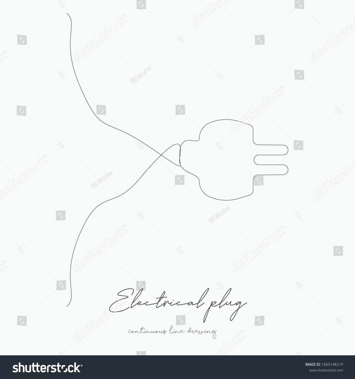 Continuous Line Drawing Electrical Plug Simple Stock Vector (Royalty ...