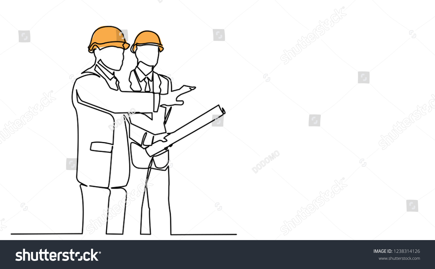 Continuous Line Drawing Engineer Building Construction: vetor stock ...