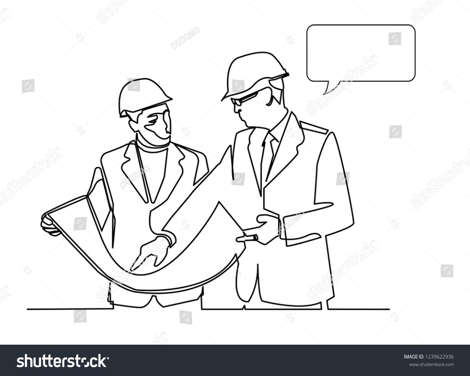 Continuous Line Drawing Engineer Building Construction Stock Vector ...