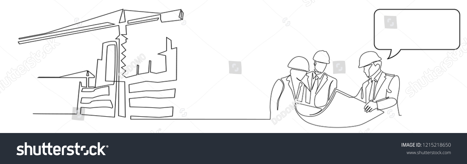 Continuous Line Drawing Engineer Building Construction Stock Vector ...