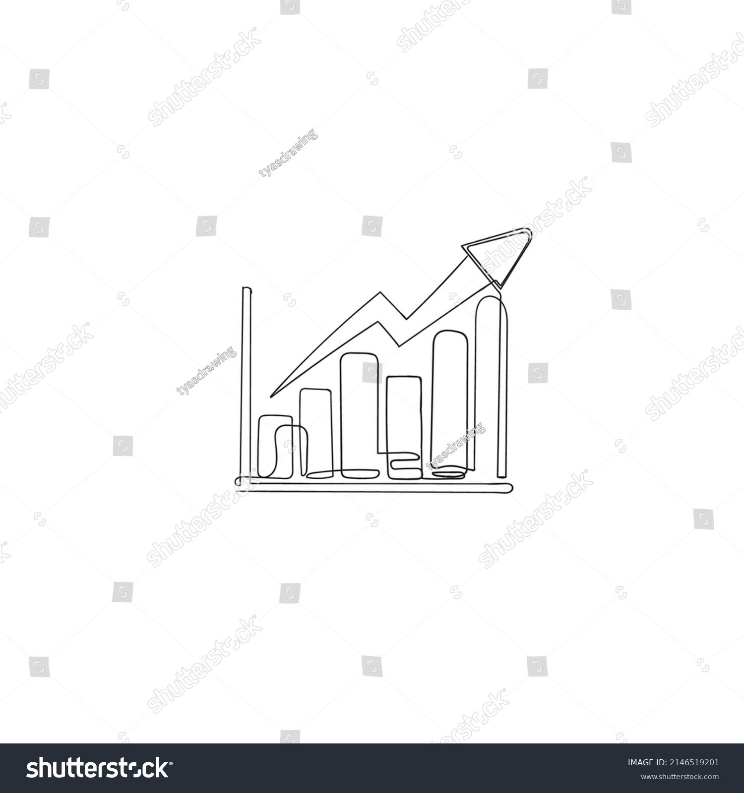 Continuous Line Drawing Graph Arrow Illustration Stock Vector (Royalty ...