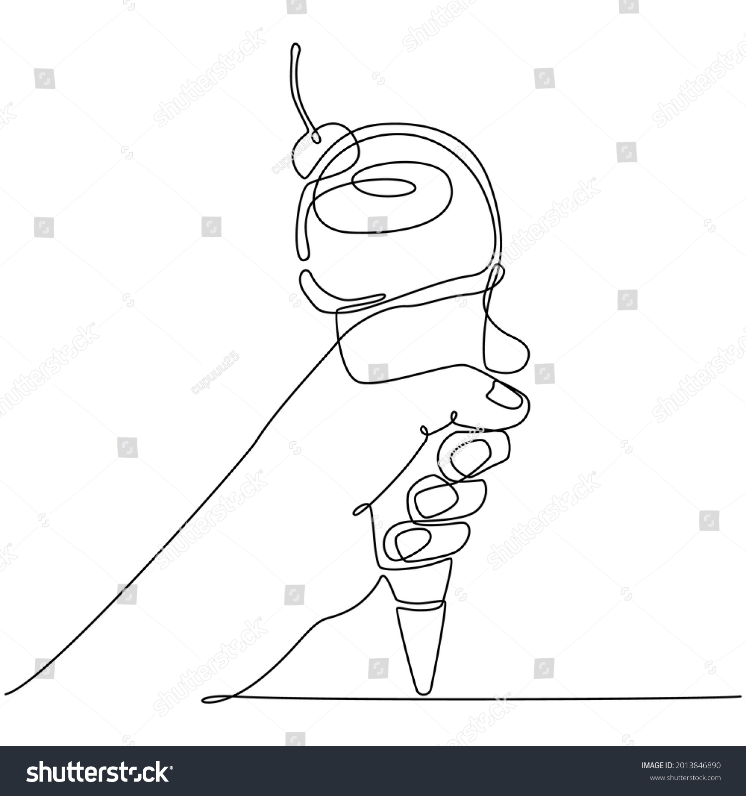 Continuous Line Drawing Hand Holding Ice Stock Vector Royalty Free