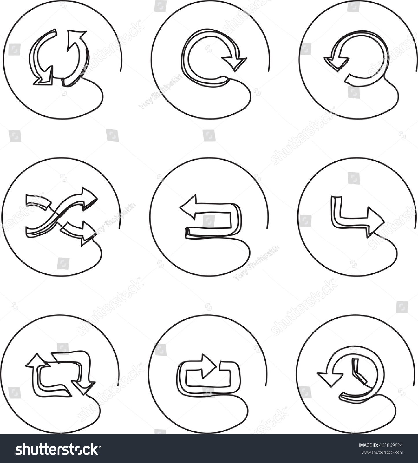 Continuous Line Drawing Icons Arrows: vector de stock (libre de ...