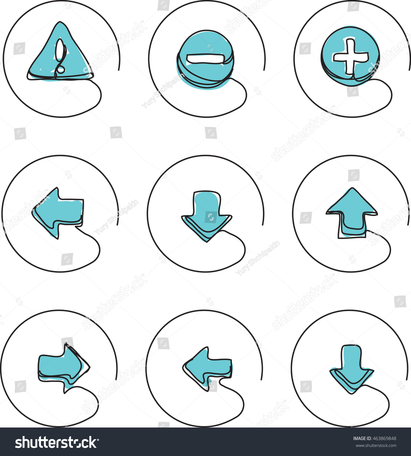 Continuous Line Drawing Icons Attention Arrows Stock Vector (Royalty ...