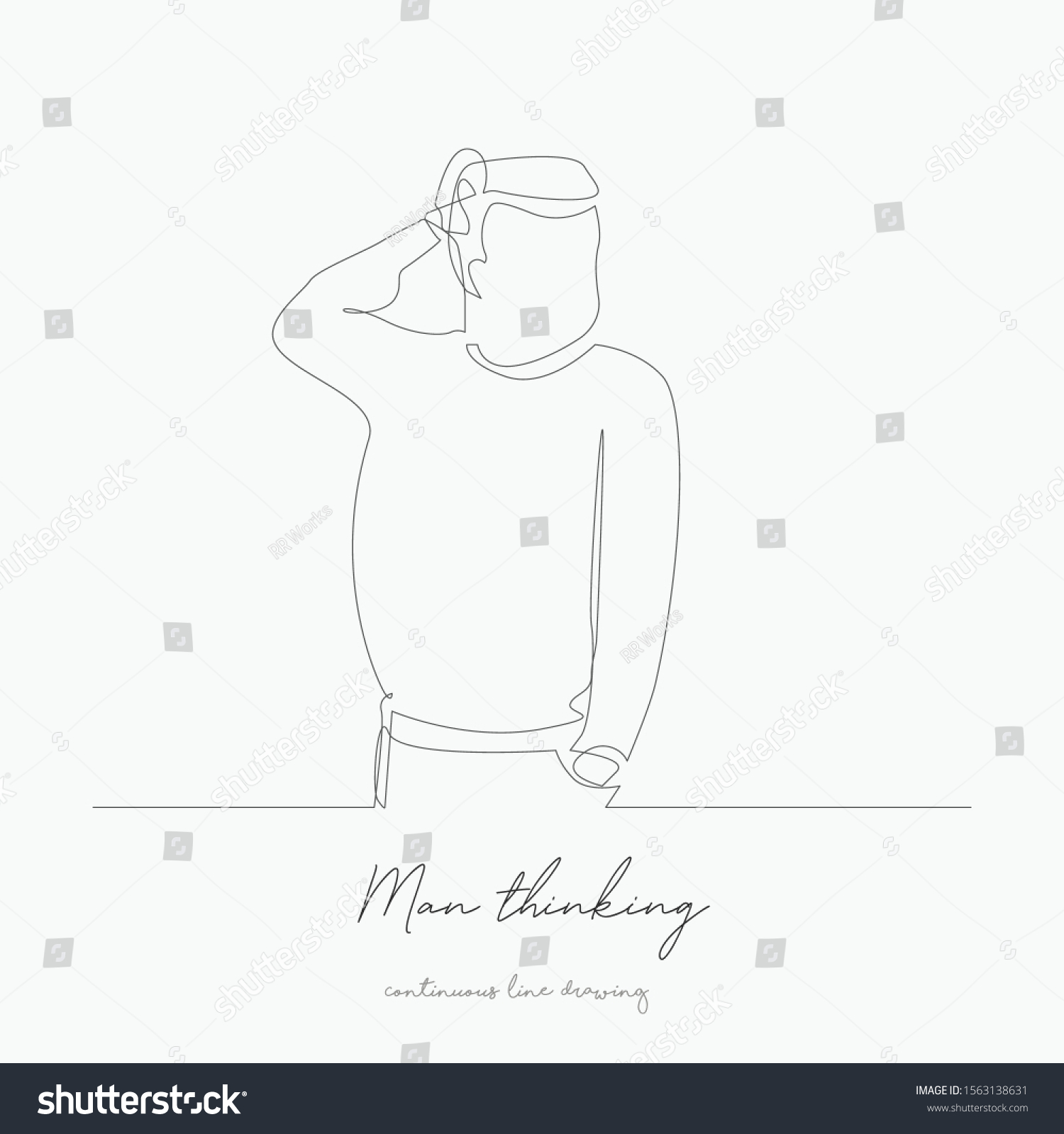 Continuous Line Drawing Man Thinking Simple: vector de stock (libre de ...