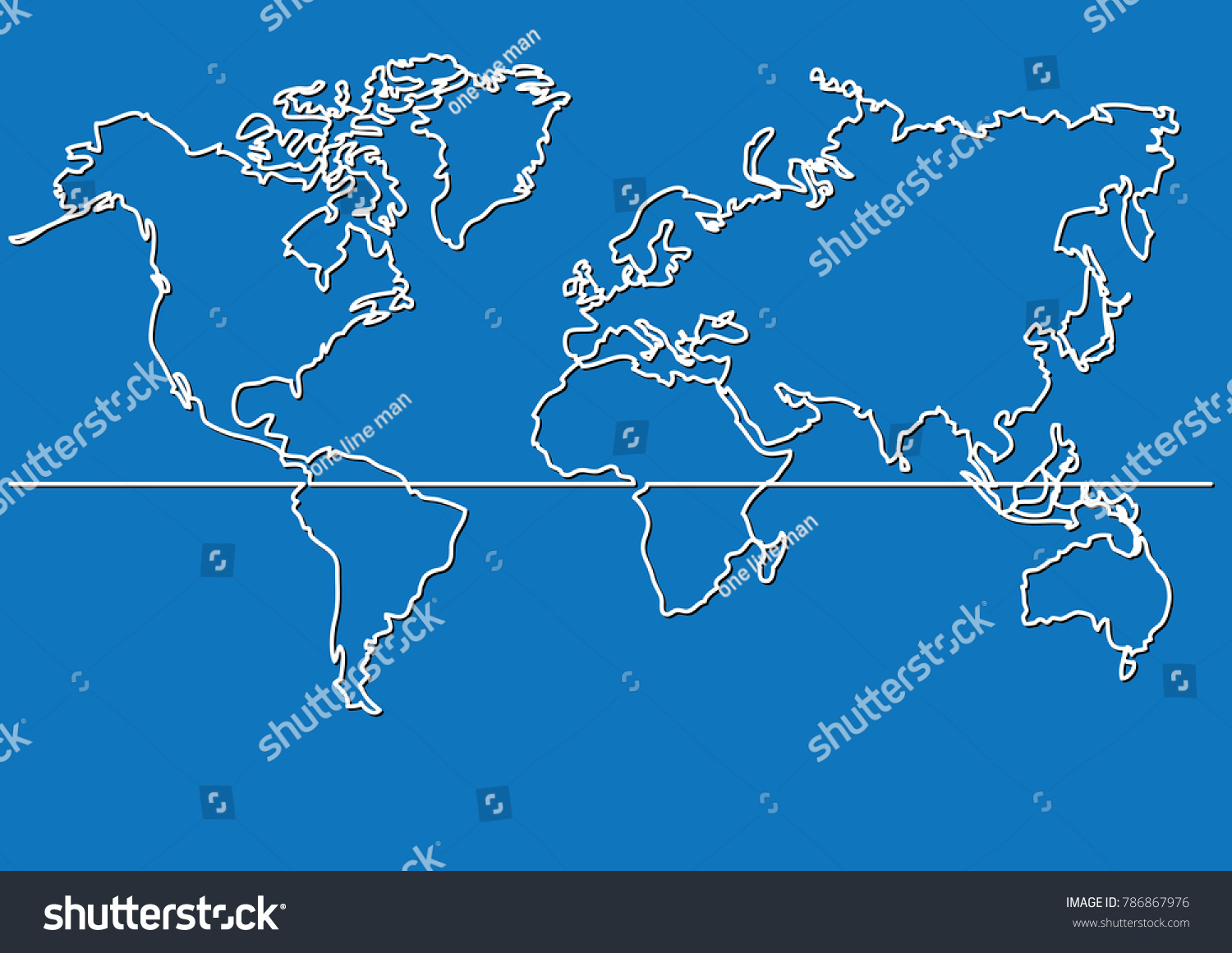 Continuous Line Drawing Map World Map: เวกเตอร์สต็อก (ปลอดค่าลิขสิทธิ์ ...