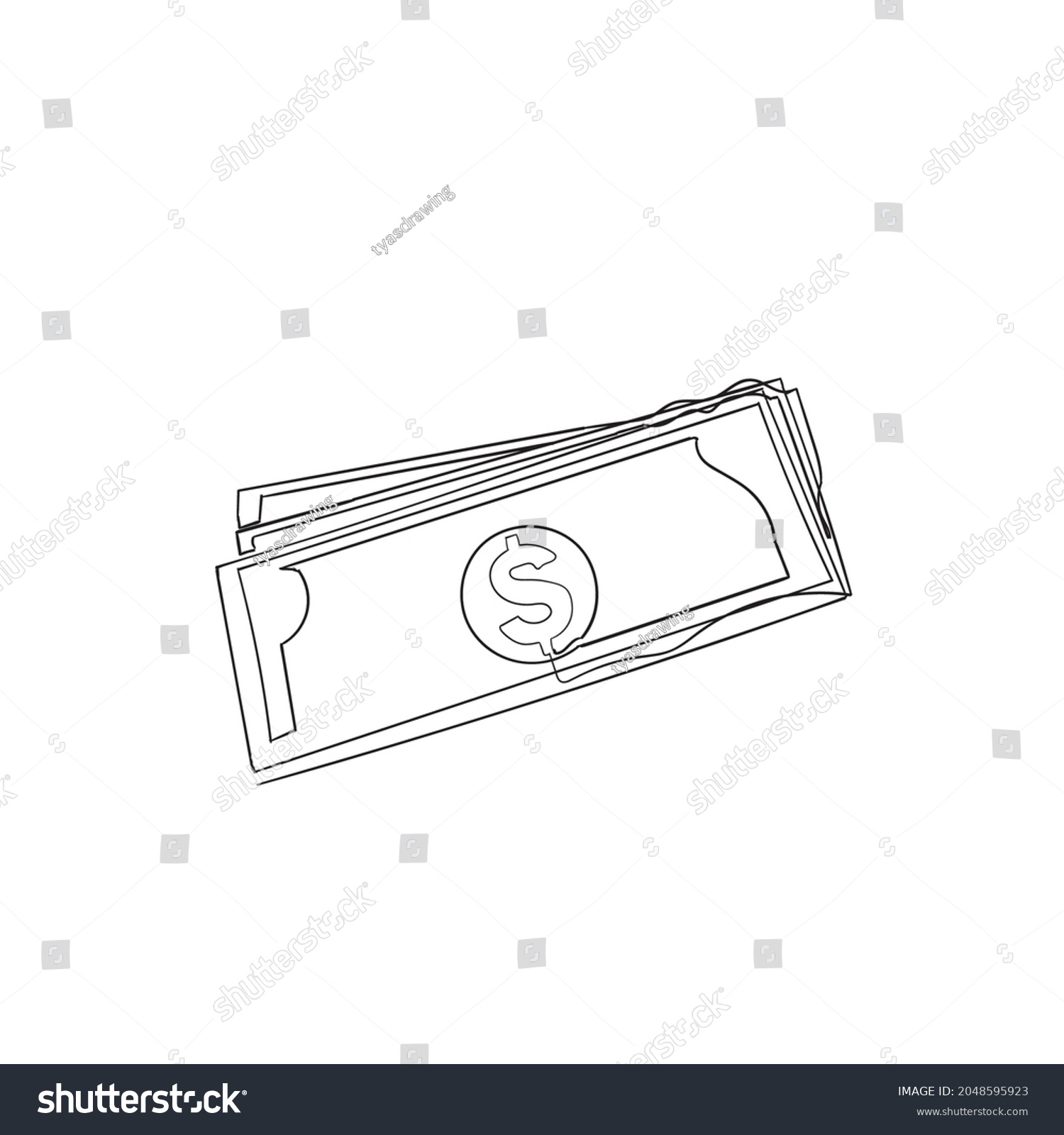 Continuous Line Drawing Money Illustration Vector Stock Vector (Royalty ...
