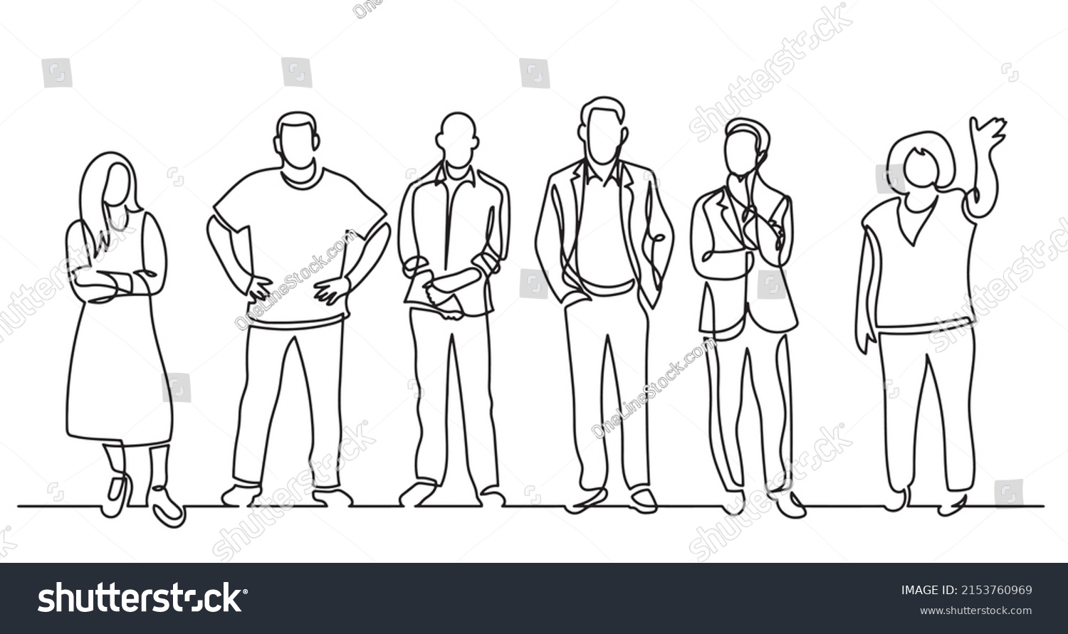 Continuous Line Drawing Diverse Group Standing Stock Vector (Royalty ... Continuous Line Drawing Diverse Group Standing Stock Vector (Royalty ...