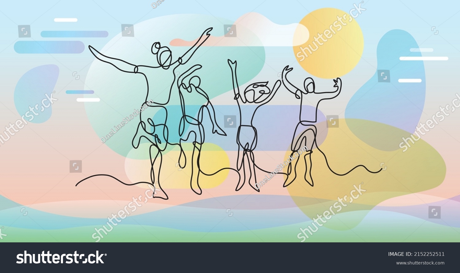 Continuous Line Drawing Happy Teenagers Jumping Stock Vector (Royalty ... Continuous Line Drawing Happy Teenagers Jumping Stock Vector (Royalty ...
