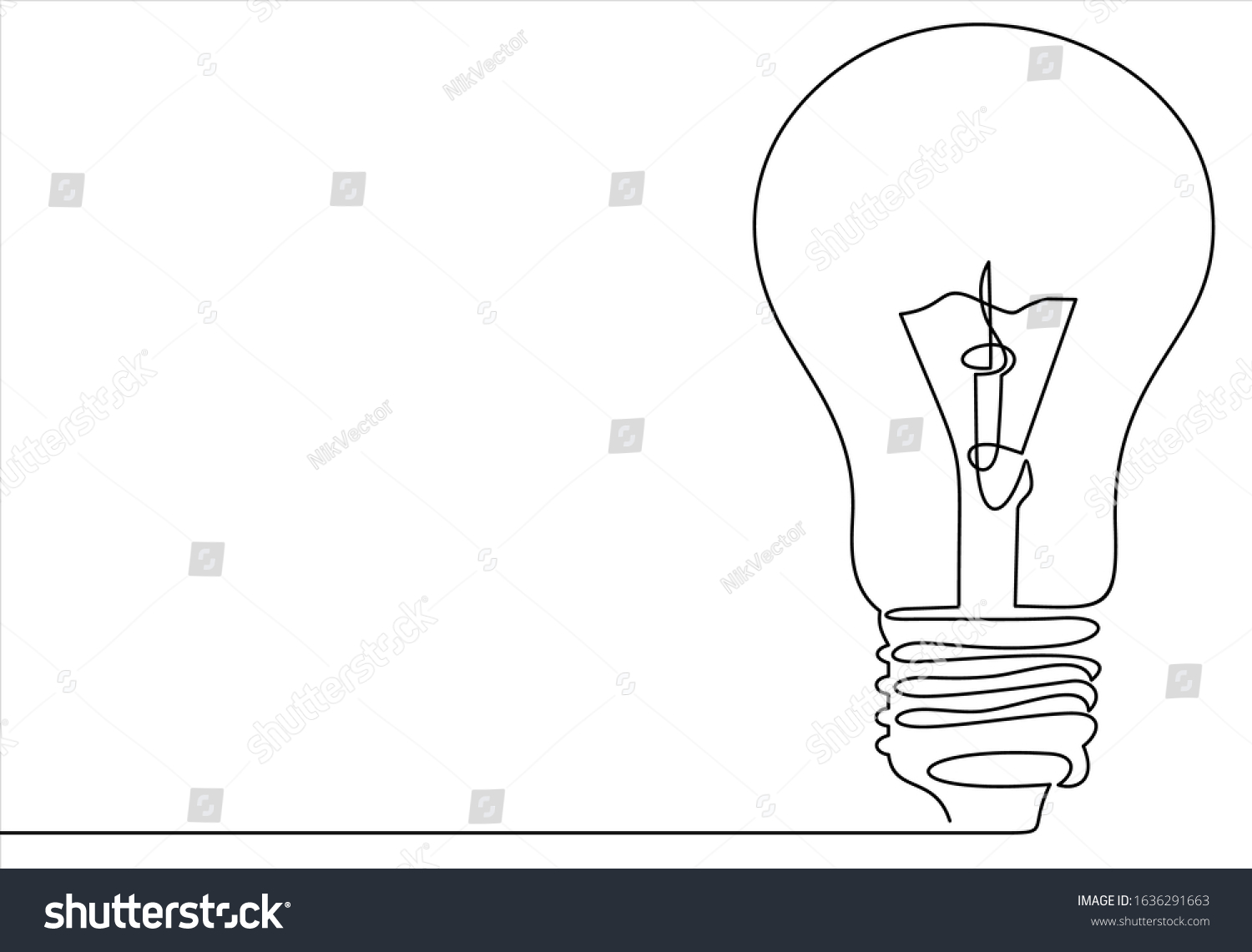 Continuous Line Drawing Light Bulb Idea: เวกเตอร์สต็อก (ปลอดค่า ...