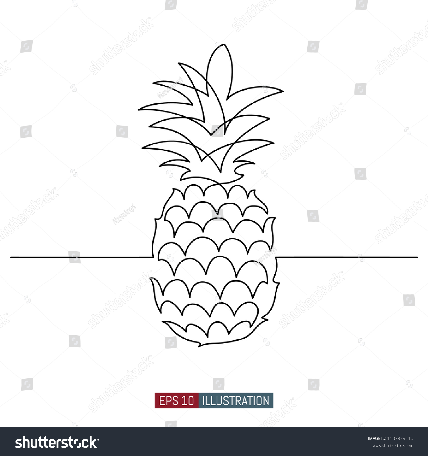 Continuous Line Drawing Pineapple Template Your 스톡 벡터(로열티 프리 ...