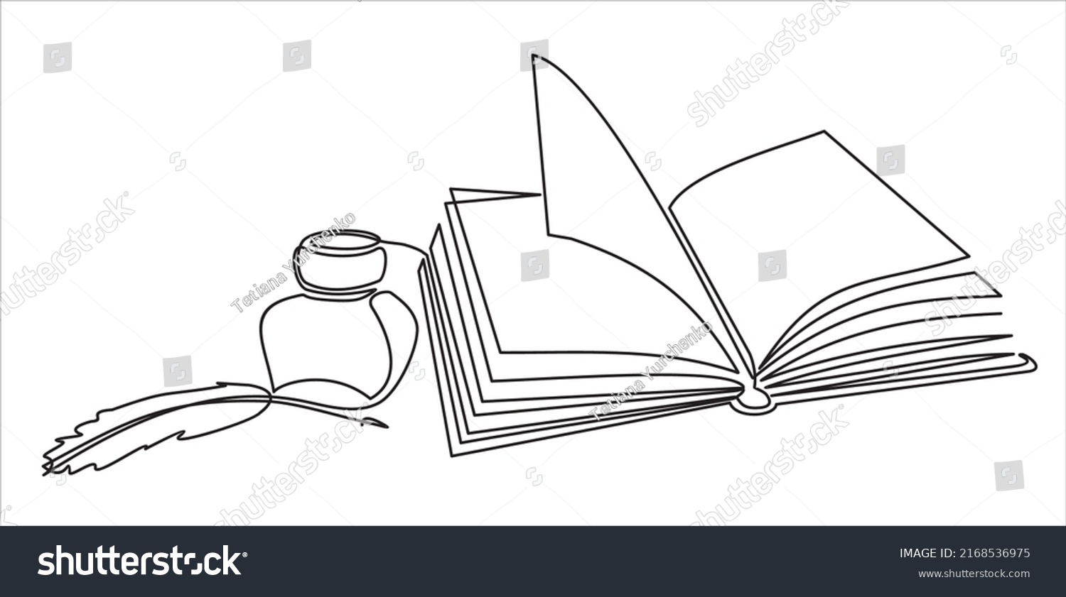Continuous Line Drawing Quill Pen Ink Stock Vector Royalty Free 2168536975 Shutterstock