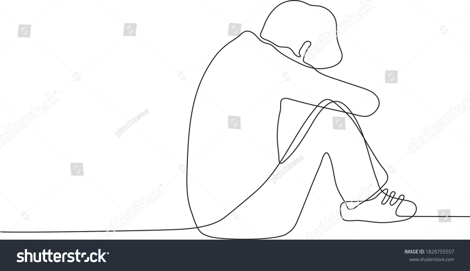 Continuous Line Drawing Sad Man Sitting Stock Vector (Royalty Free ... Continuous Line Drawing Sad Man Sitting Stock Vector (Royalty Free ...
