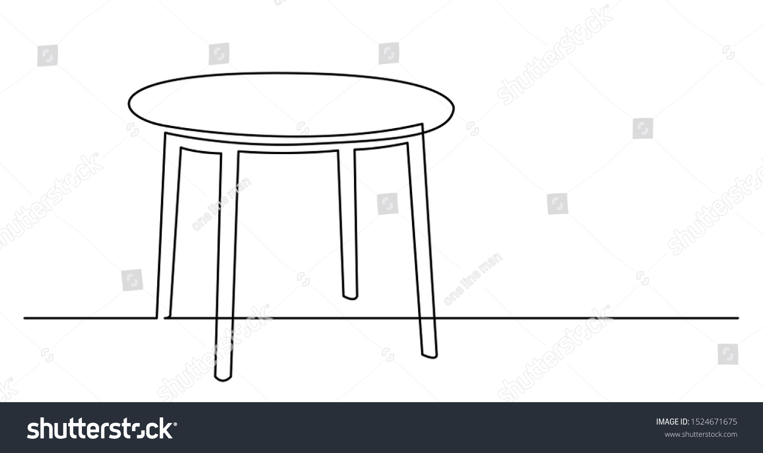 Continuous Line Drawing Simple Round Table Stock Vector (Royalty Free ...