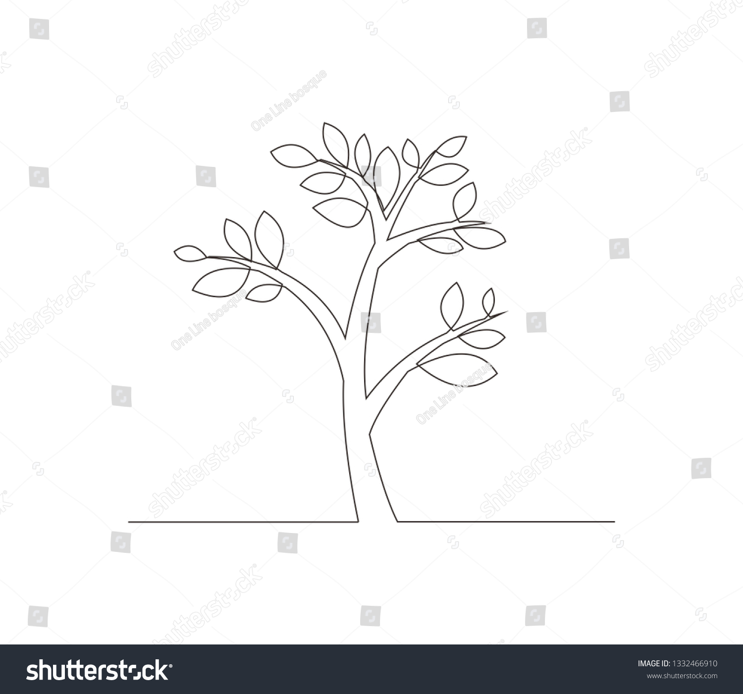 Stock vektor „Continuous Line Drawing Tree Vector“ (bez autorských ...