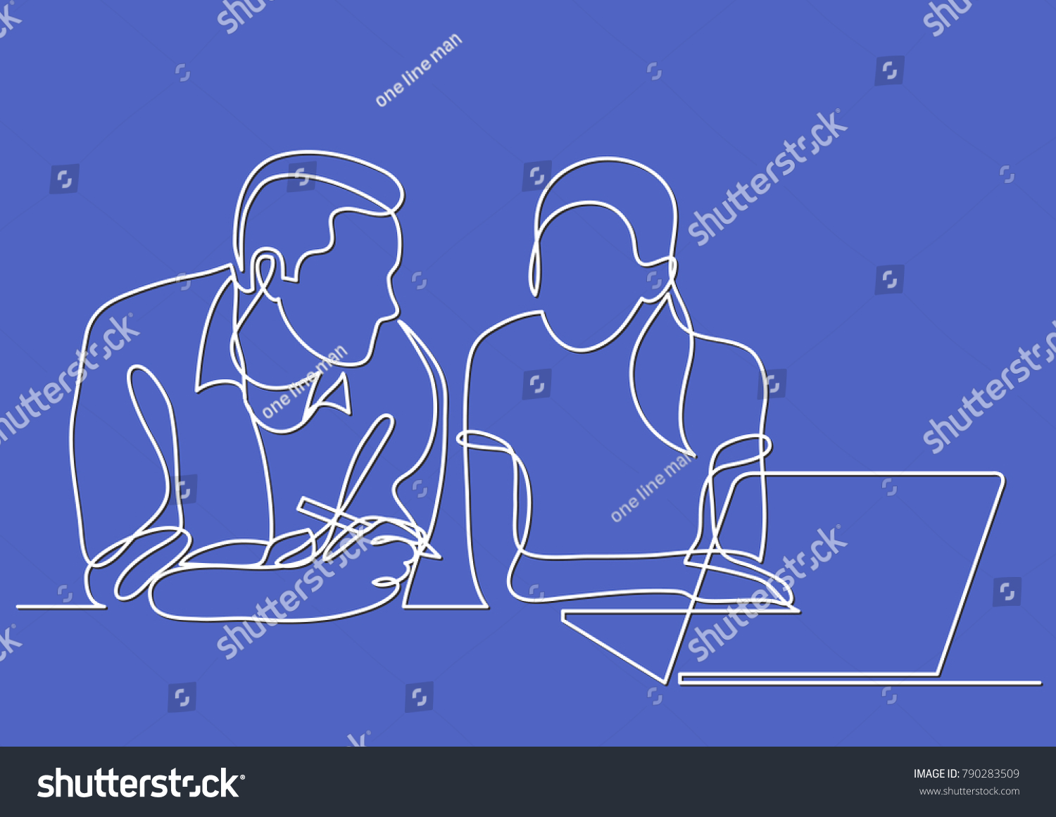 Continuous Line Drawing Two Coworkers Talking Stock Vector (Royalty ... Continuous Line Drawing Two Coworkers Talking Stock Vector (Royalty ...