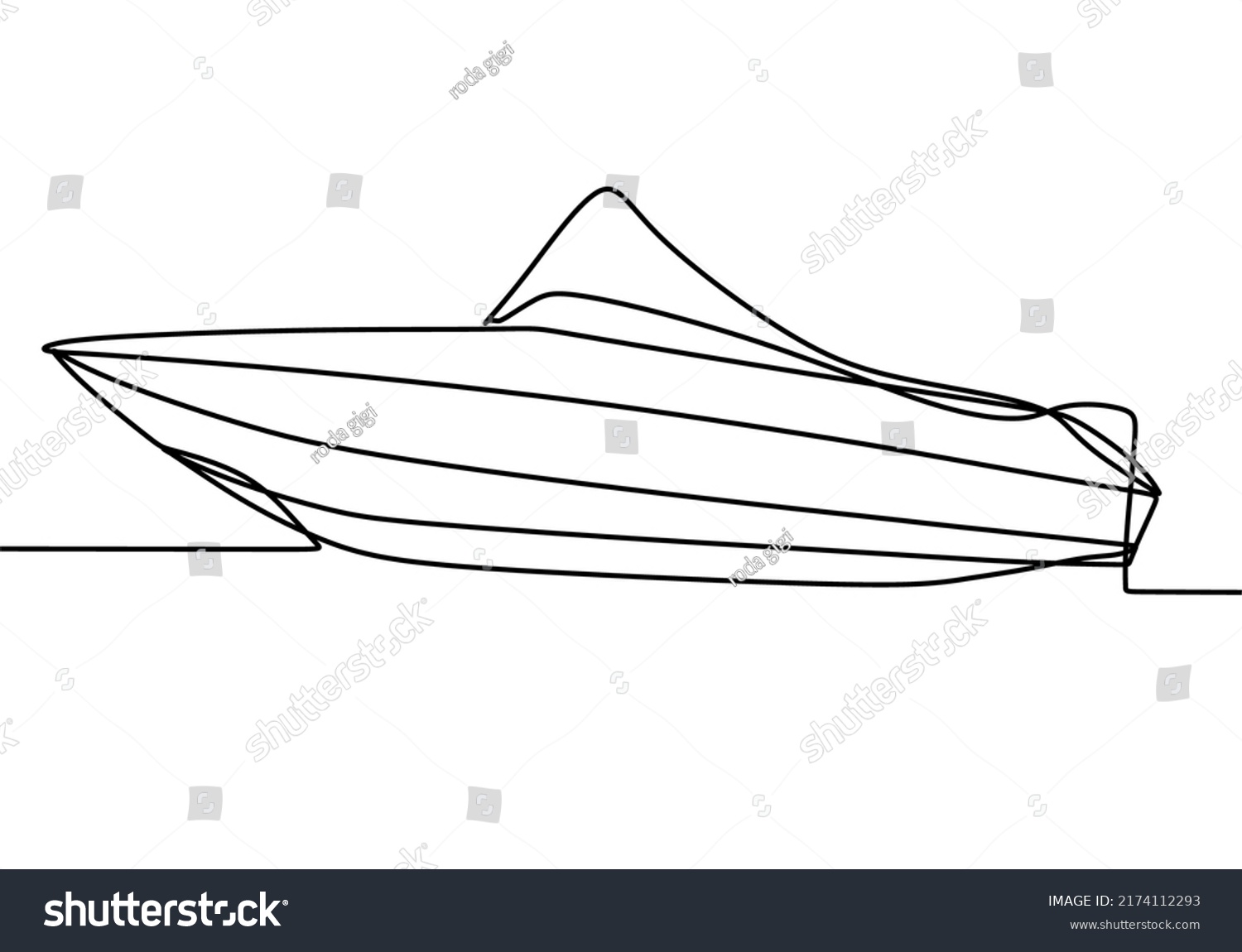 Continuous Line Drawing On Boat Stock Vector (Royalty Free) 2174112293 ...
