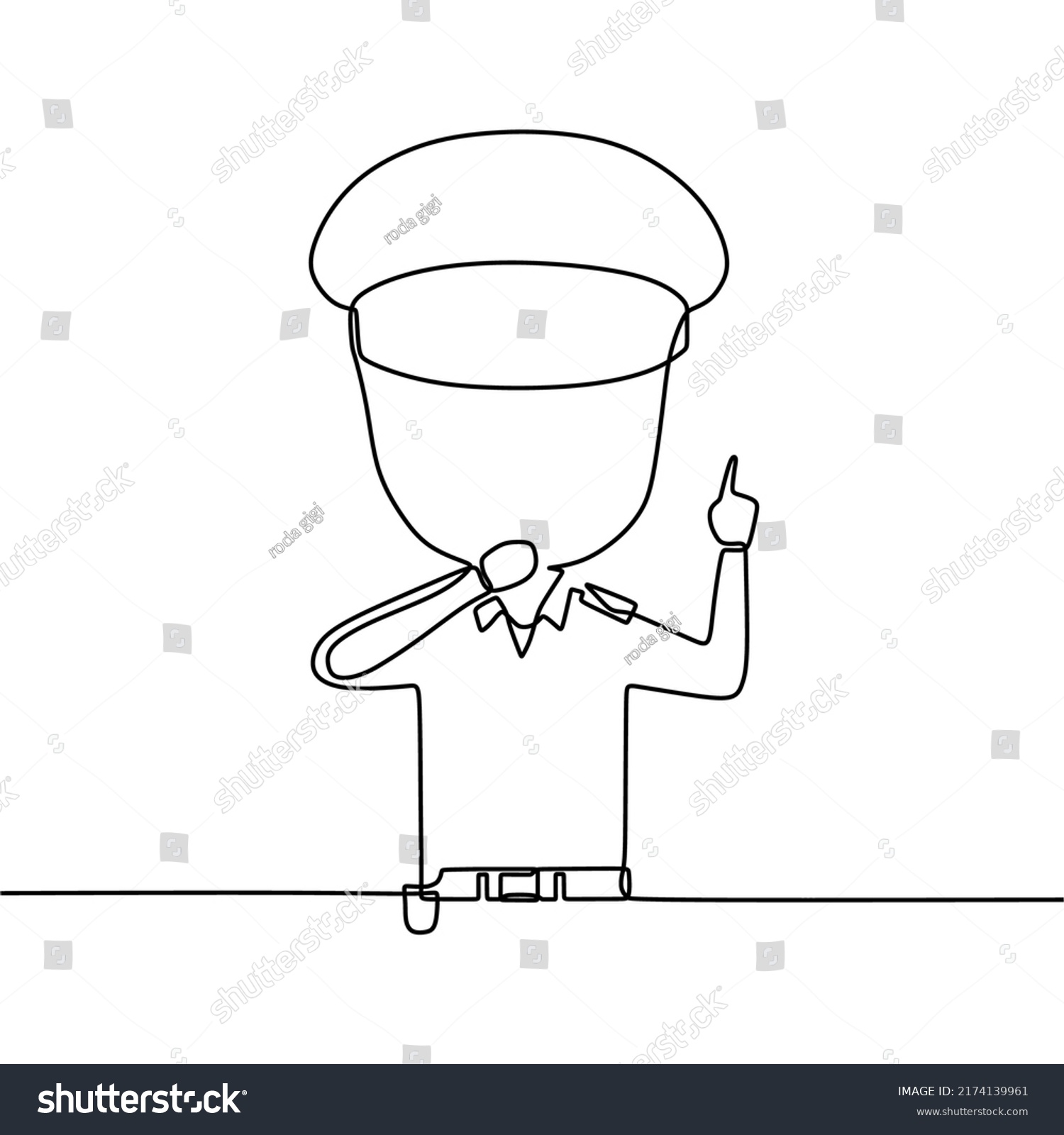 Continuous Line Drawing On Police Stock Vector (Royalty Free ...