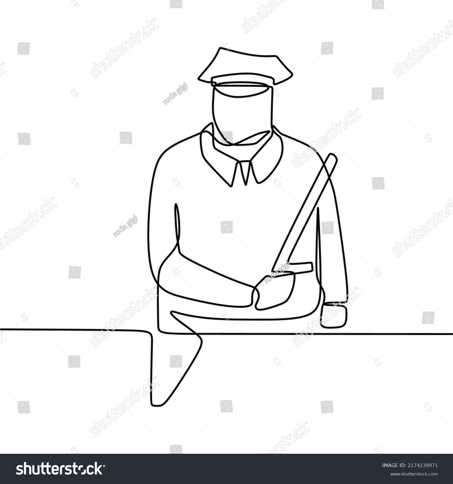 Continuous Line Drawing On Police Stock Vector (Royalty Free ...