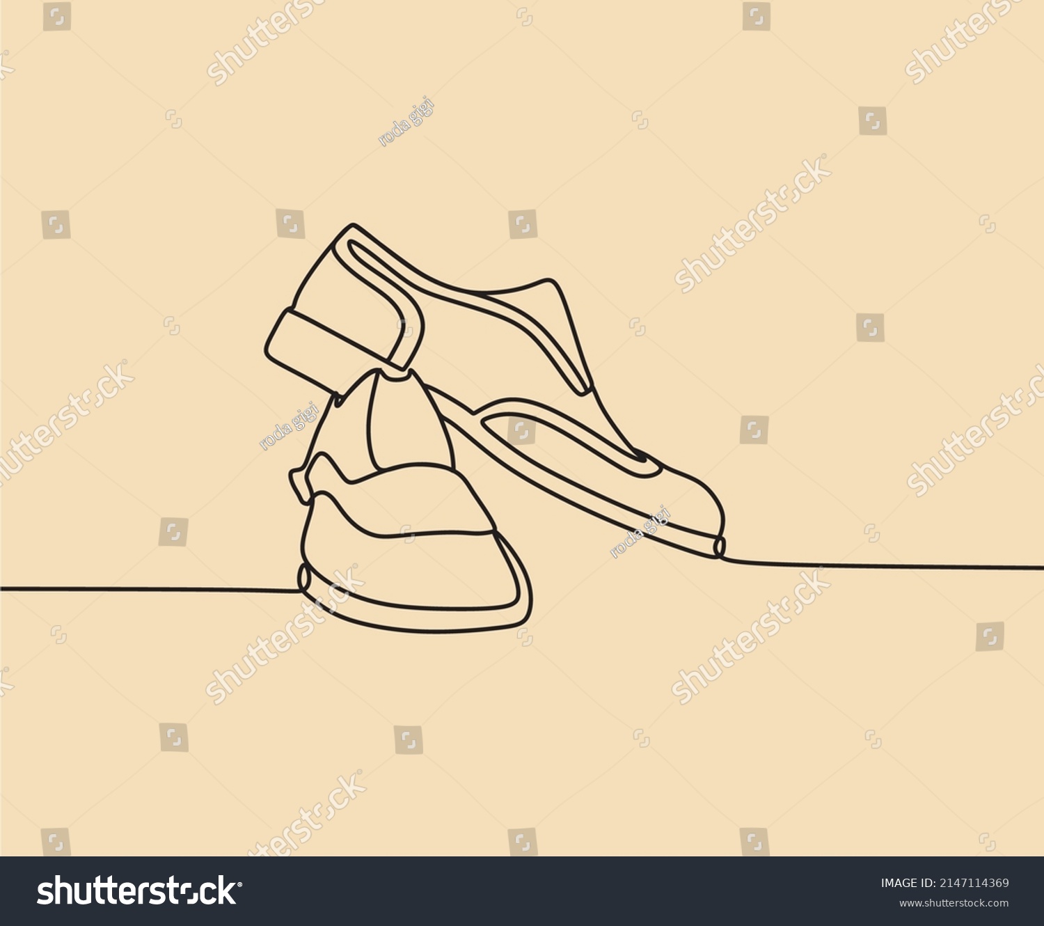 Continuous Line Drawing On Shoes Stock Vector (Royalty Free) 2147114369 ...