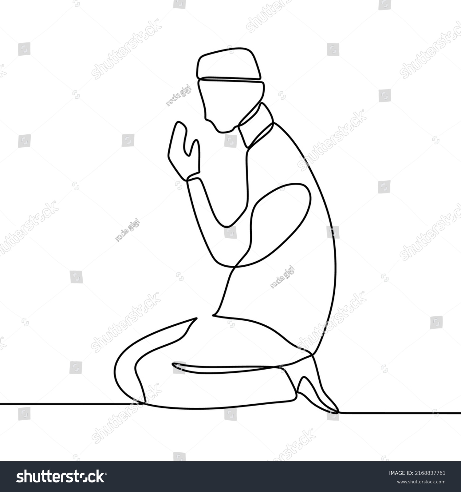 Continuous Line Drawing On Someone Praying Stock Vector (Royalty Free ...