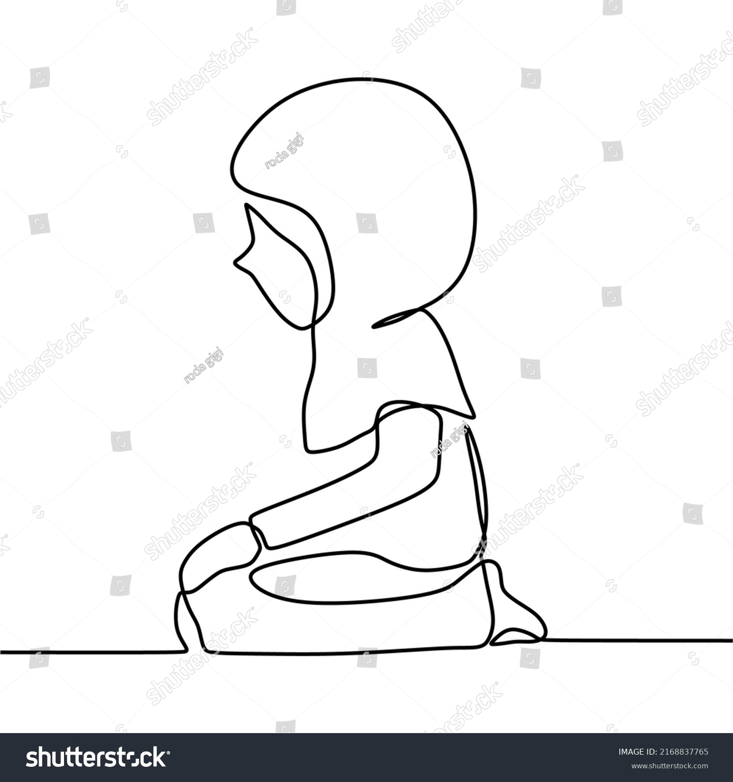 Continuous Line Drawing On Someone Praying Stock Vector (Royalty Free ...
