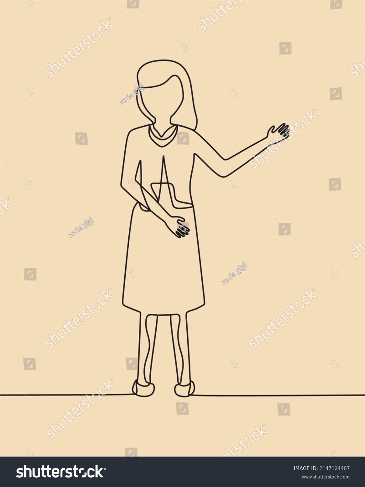 Continuous Line Drawing On Teacher Stock Vector (Royalty Free ...
