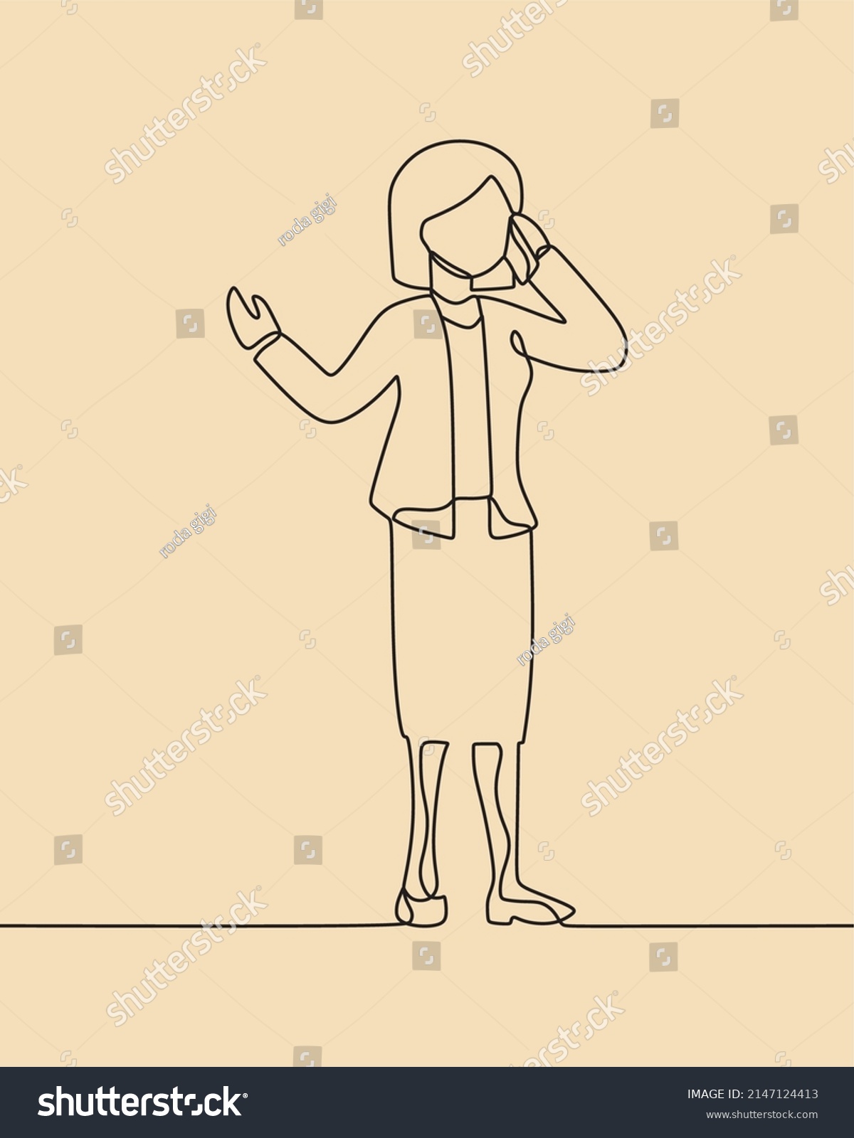 Continuous Line Drawing On Teacher Stock Vector (Royalty Free ...