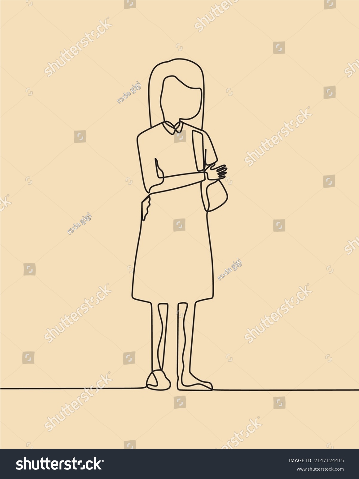Continuous Line Drawing On Teacher Stock Vector (Royalty Free ...