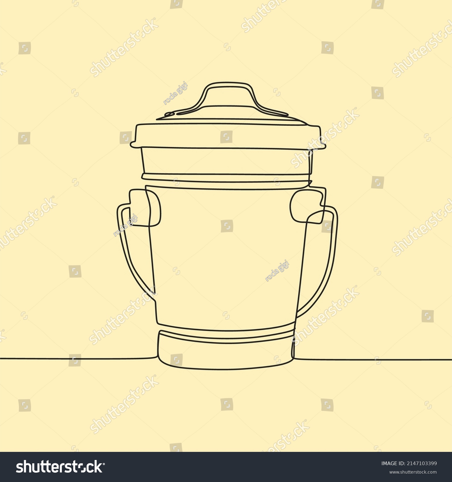 Continuous Line Drawing On Trash Garbage Stock Vector (Royalty Free ...