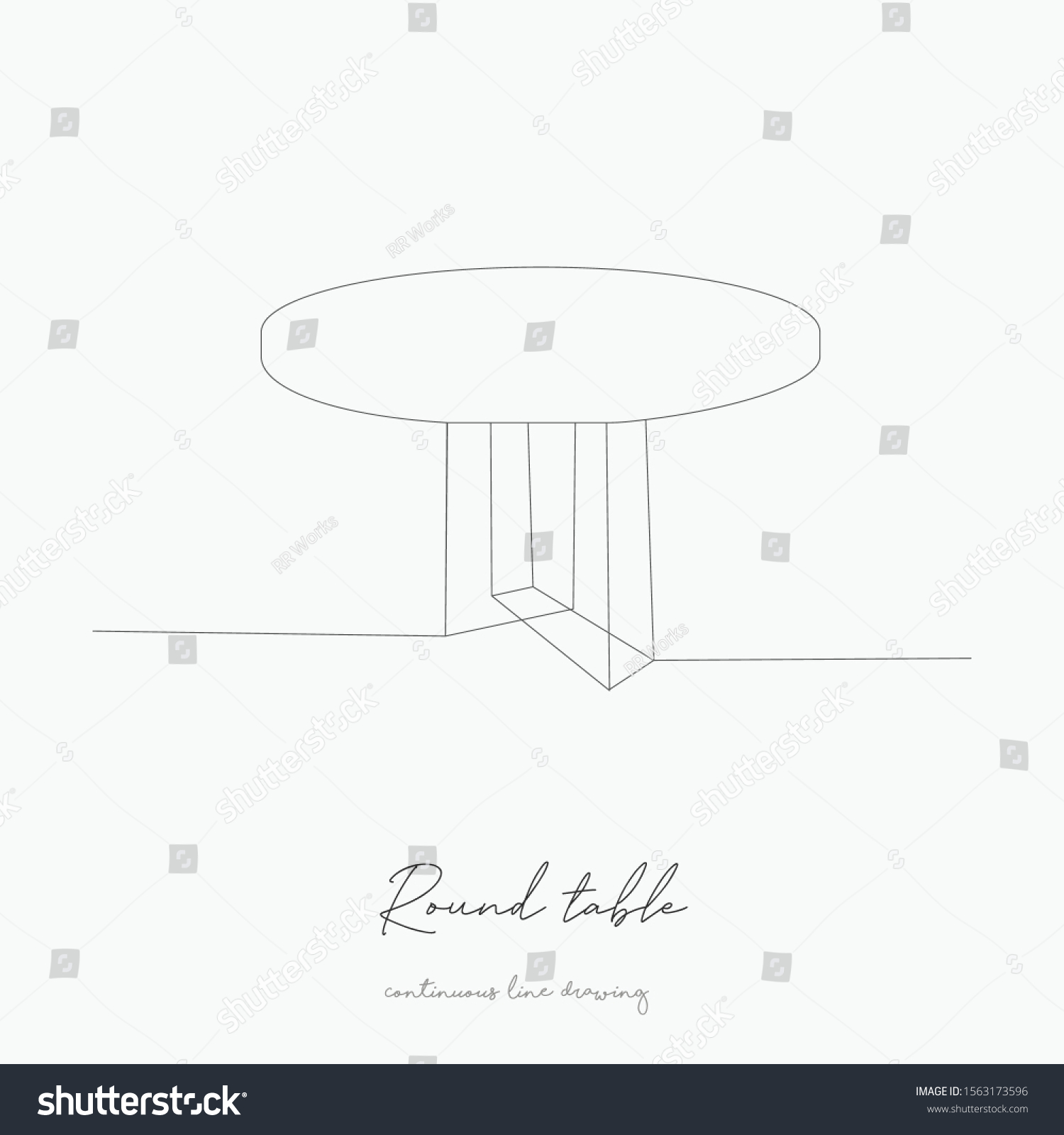Continuous Line Drawing Round Table Simple Stock Vector (Royalty Free ...