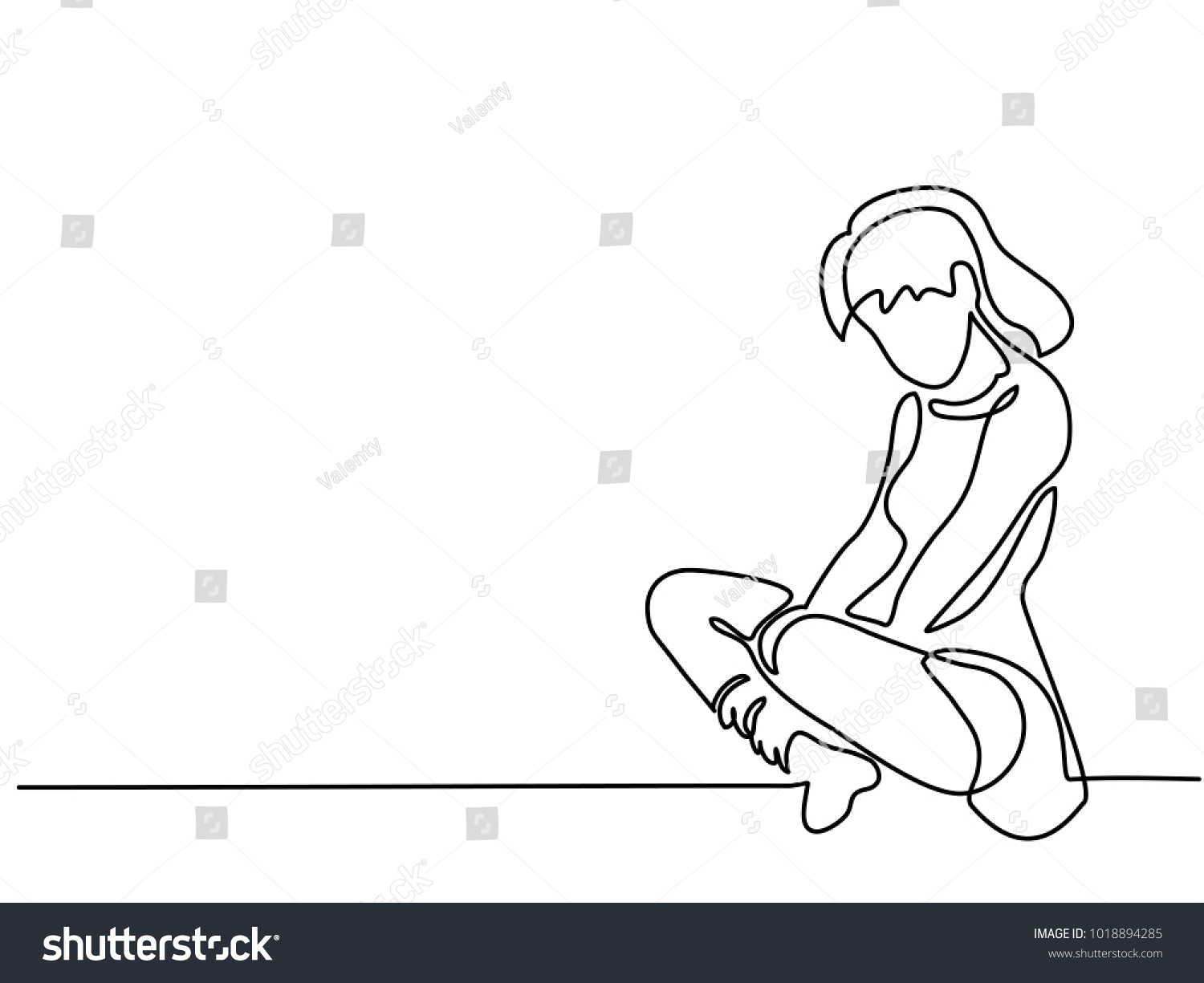 Continuous Line Drawing Sitting Sad Girl Stock Vector (Royalty Free ... Continuous Line Drawing Sitting Sad Girl Stock Vector (Royalty Free ...