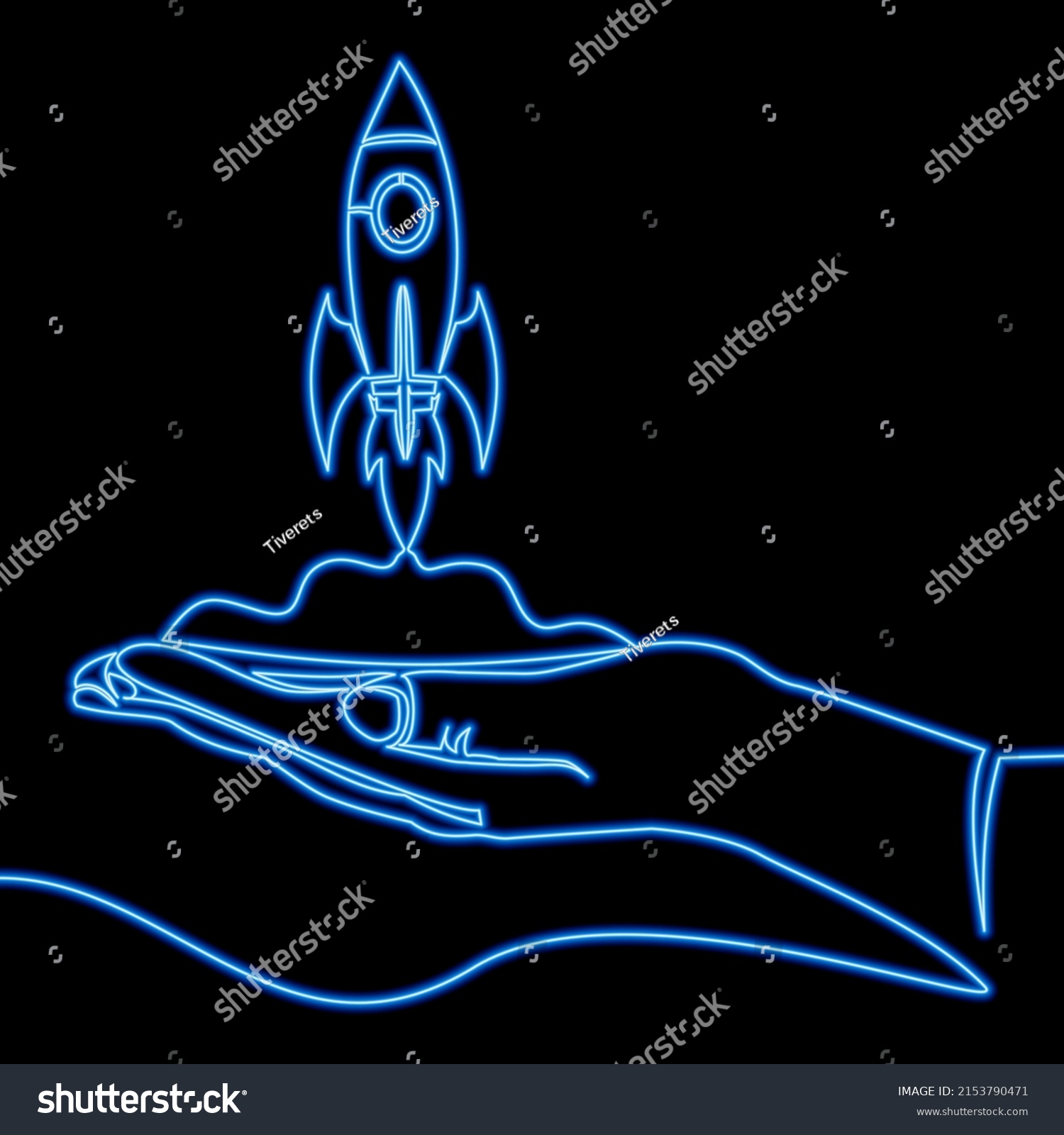 Continuous Line Drawing Start Launch Project Stock Vector (Royalty Free ...
