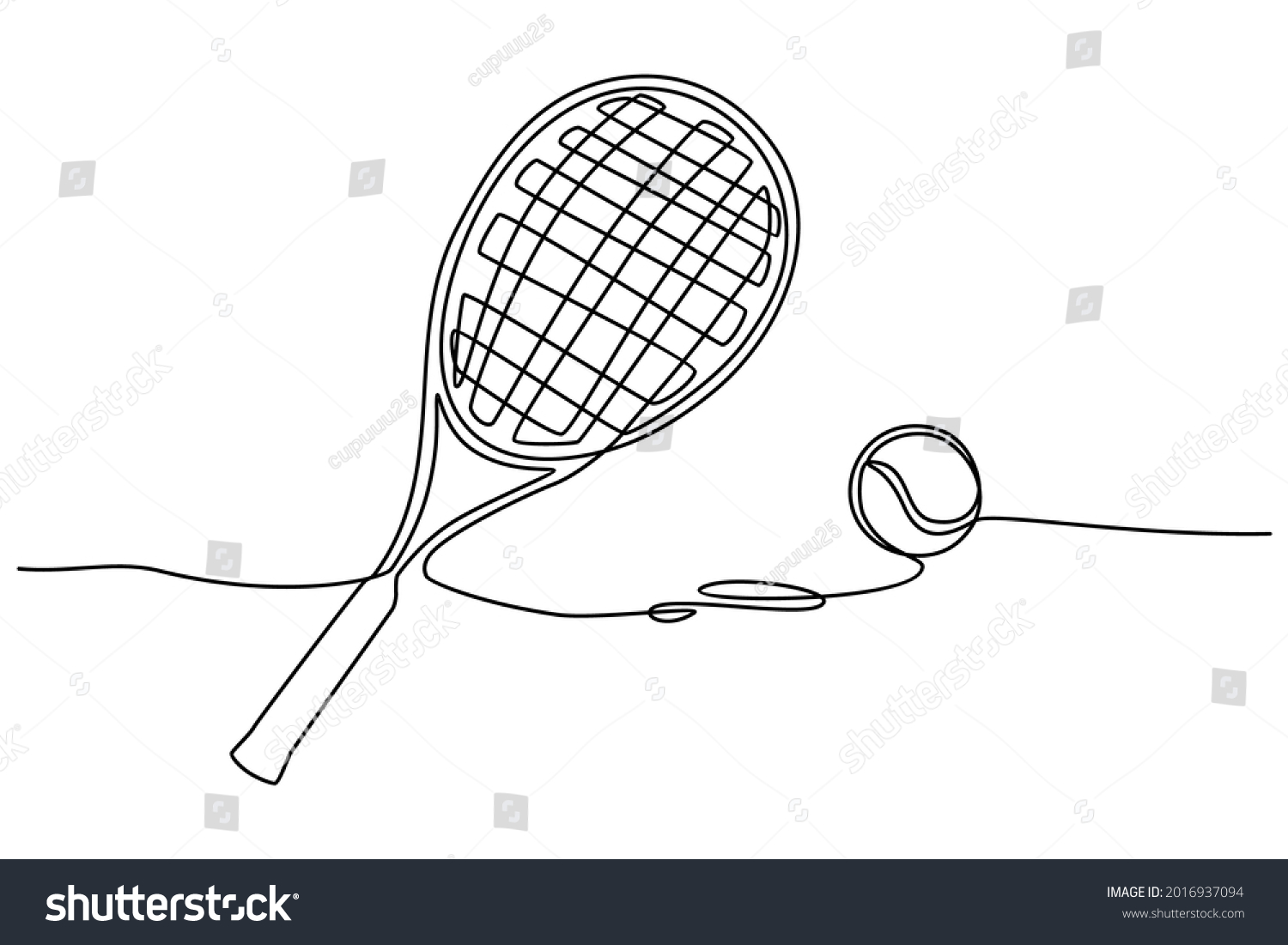 Continuous Line Drawing Tennis Racket Ball Stock Vector (Royalty Free ... Continuous Line Drawing Tennis Racket Ball Stock Vector (Royalty Free ...