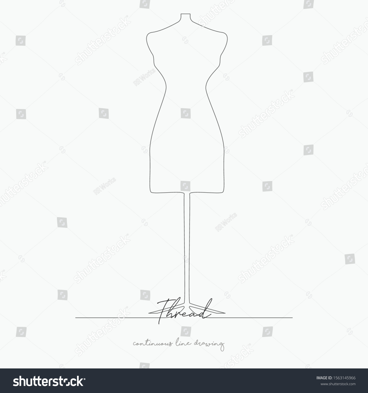 Continuous Line Drawing Thread Simple Vector Stock Vector (Royalty Free ...