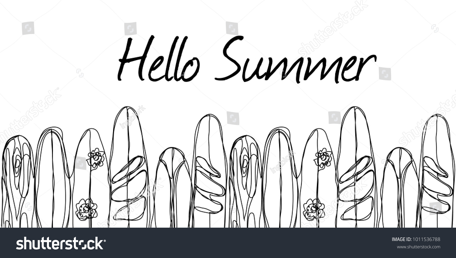 Continuous Line Drawing Vector Hello Summer Stock Vector (Royalty Free ...