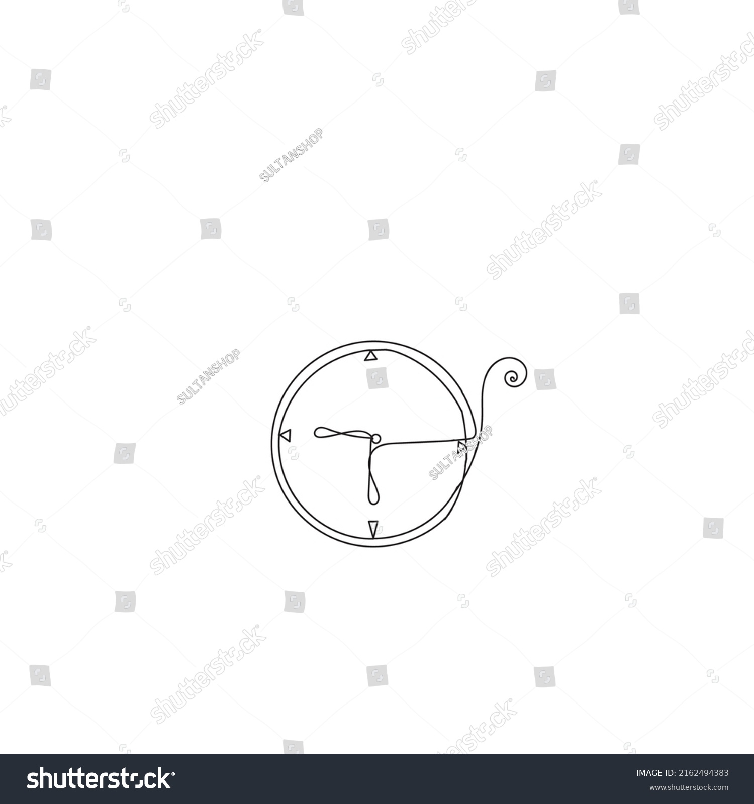 Continuous Line Drawing Wall Clock Illustration Stock Vector (Royalty ...
