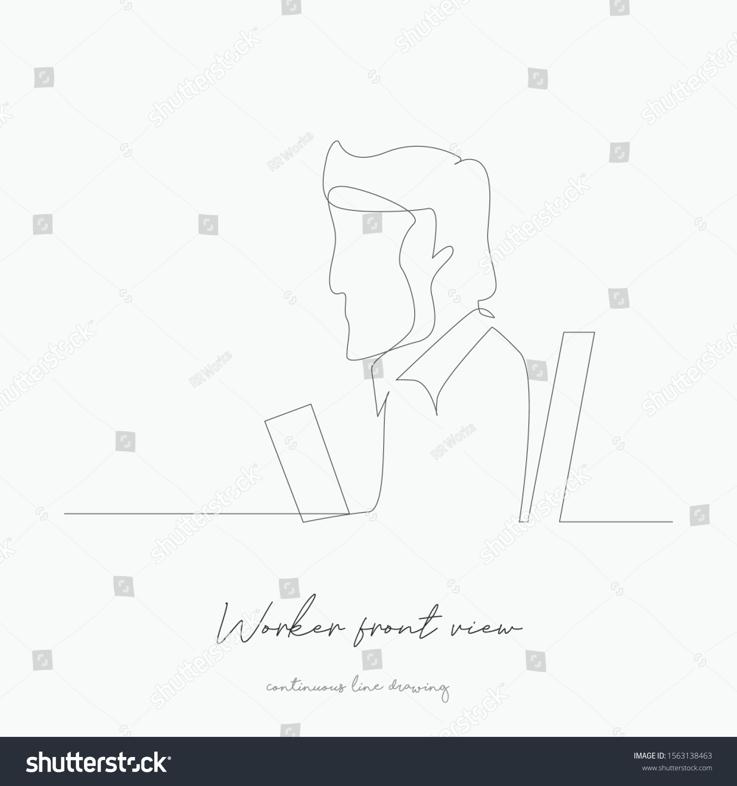 Continuous Line Drawing Worker Front View: vector de stock (libre de ...