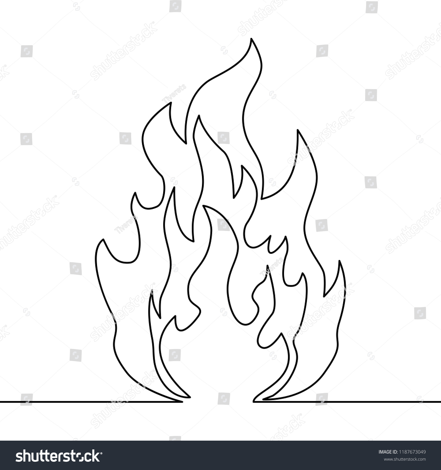 Continuous Line Fire One Line Drawing: Vector có sẵn (miễn phí bản ...