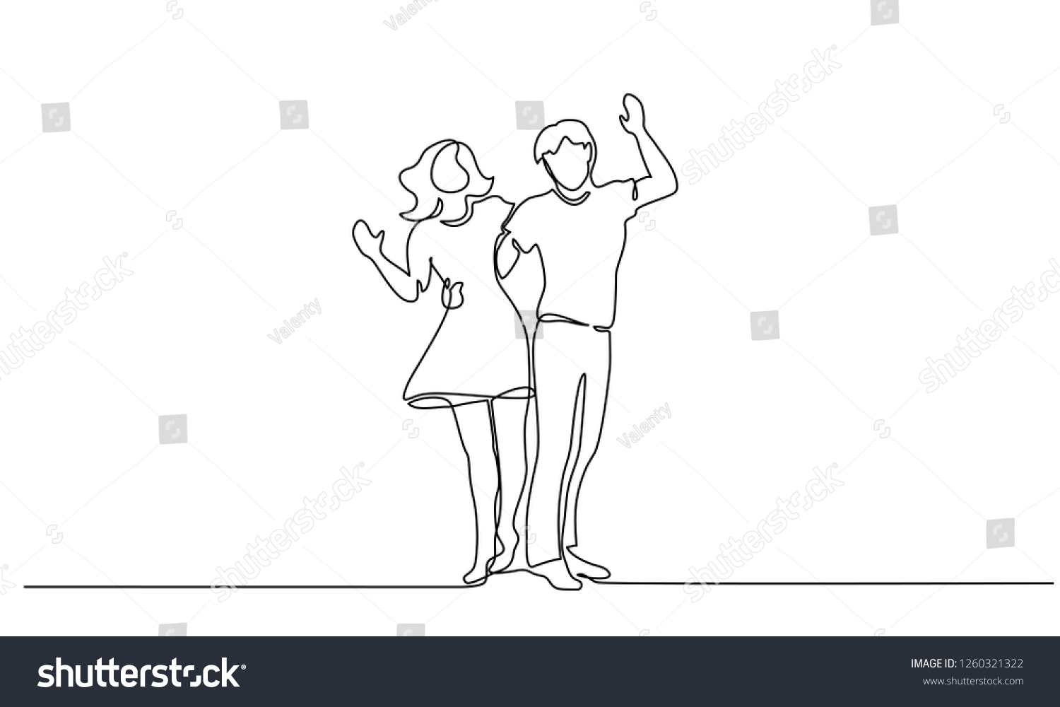 Continuous One Line Drawing Loving Couple Stock Vector Royalty Free