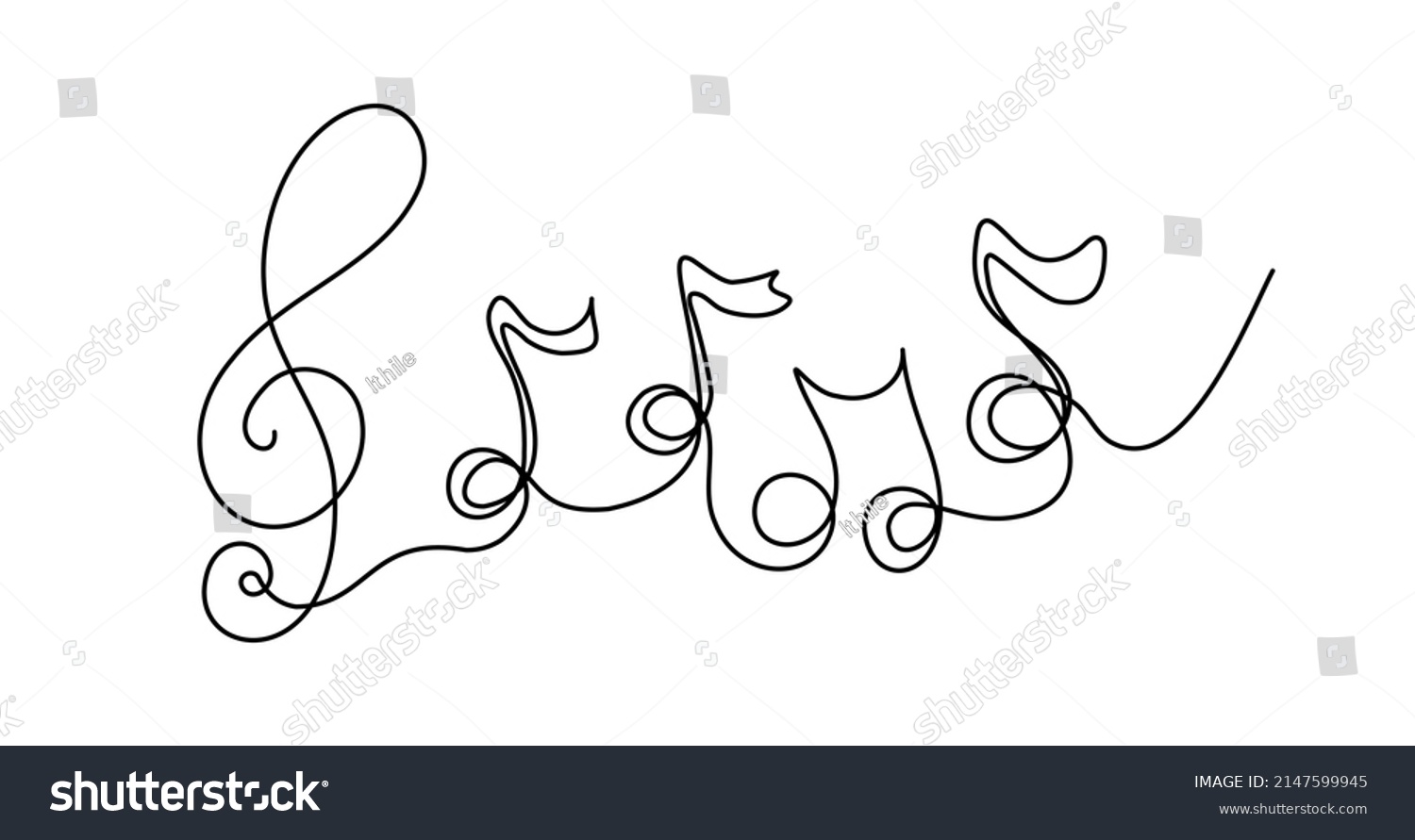 Continuous One Line Drawing Notes Vector Stock Vector (Royalty Free ...